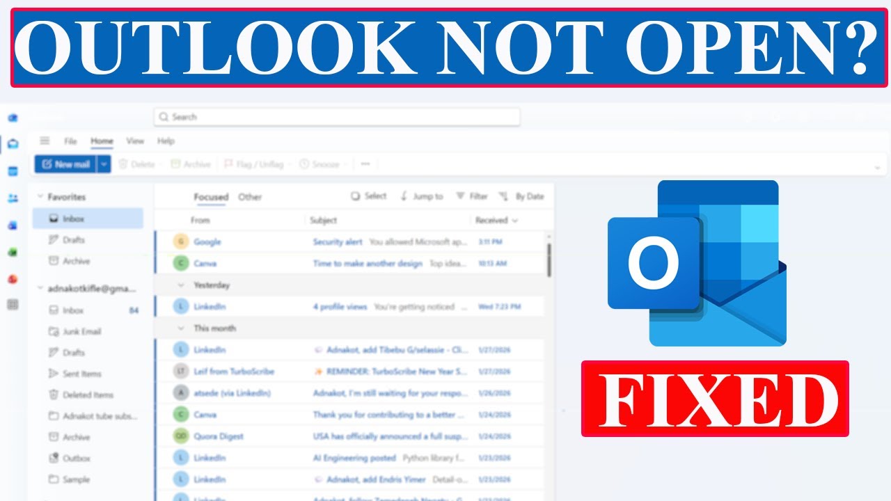 How to Fix Outlook Not Opening (2026 Update) | 100% Working Fix - YouTube