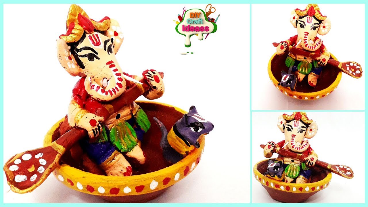 How To Make Colourful Ganesh Idol Using Clay | Eco friendly ganesh ...