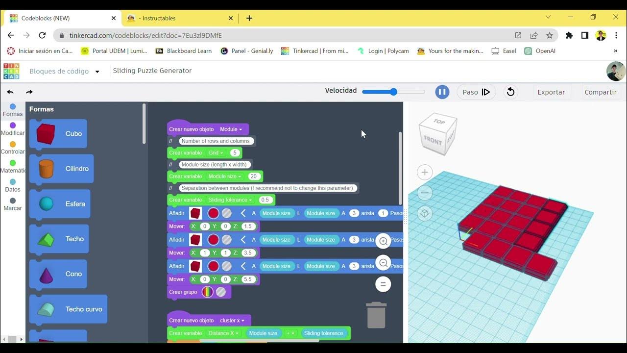 Sliding Puzzle Generator With Tinkercad Codeblocks Code Youtube