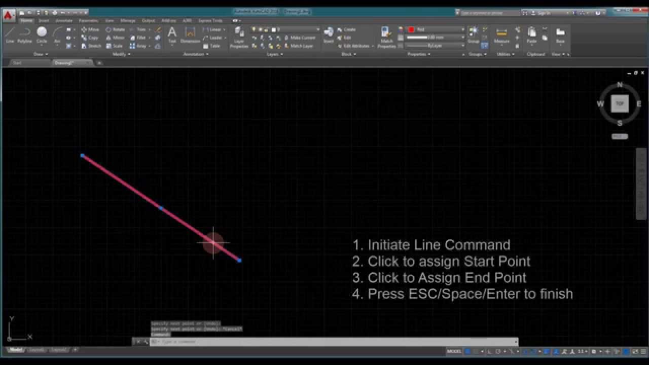 Line Drawing A Line With AutoCAD YouTube Line Drawing A Line With AutoCAD YouTube