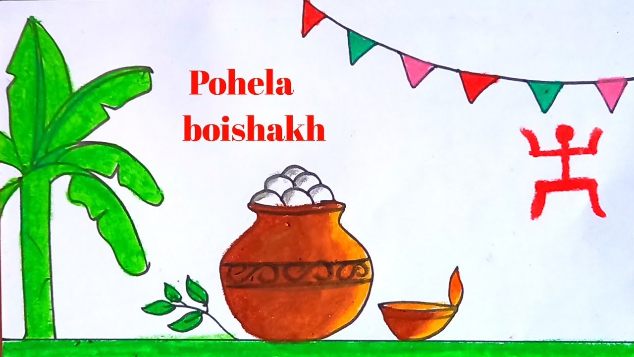 pohela boishakh drawing easy - YouTube