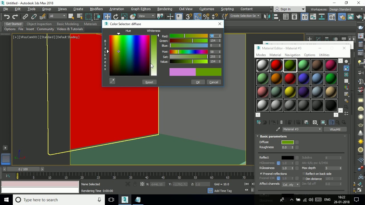 Color bleed in Vray Material 3ds Max 2018 - YouTube