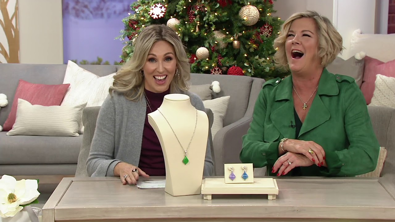 Carolyn Pollack Carved Jade & White Topaz Sterling Silver Enhancer on ...