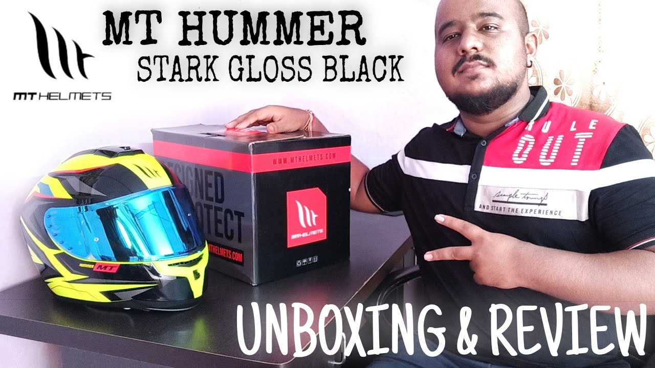 MT Hummer Stark Gloss Black Helmet | Unboxing & Review | RideoVlogy ...