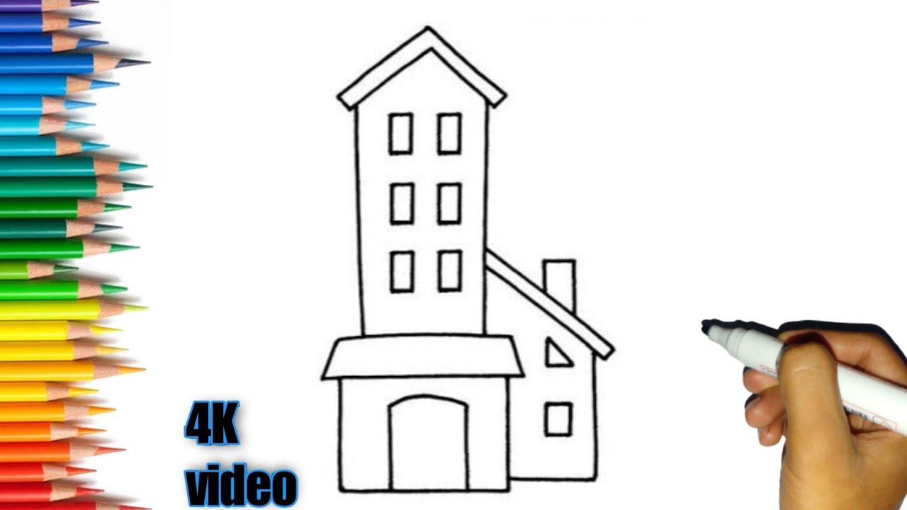 House drawing 🏠🏘️🏚️| Painting and colouring for kids, Ahm art hub - YouTube