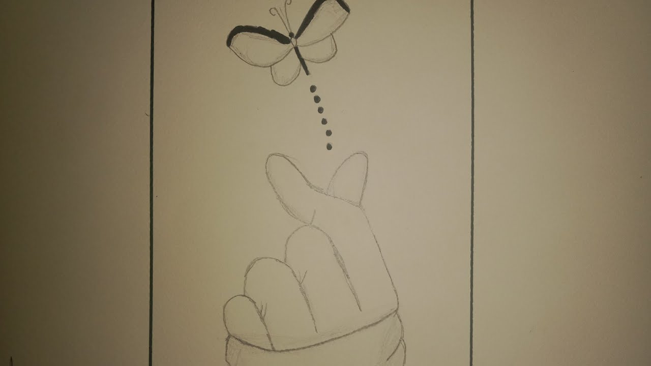 Pencil drawing of hand with beautiful butterfly || easy drawing ...