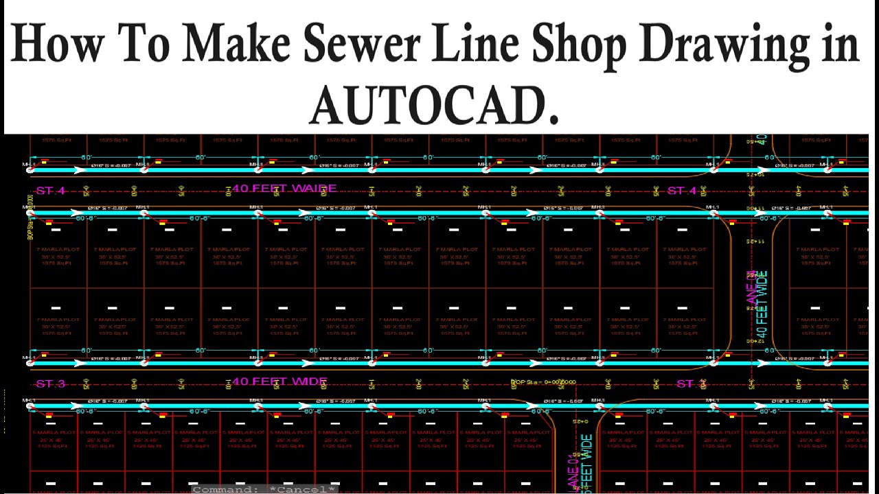 How To Make Sewer Line Shop Drawing in AUTOCAD. |Shop Drawing of Sewer ...