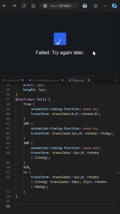 Day 070 🤯micro Css Download Fail Animation Coding Webdevelopment Frontend Cssanimations