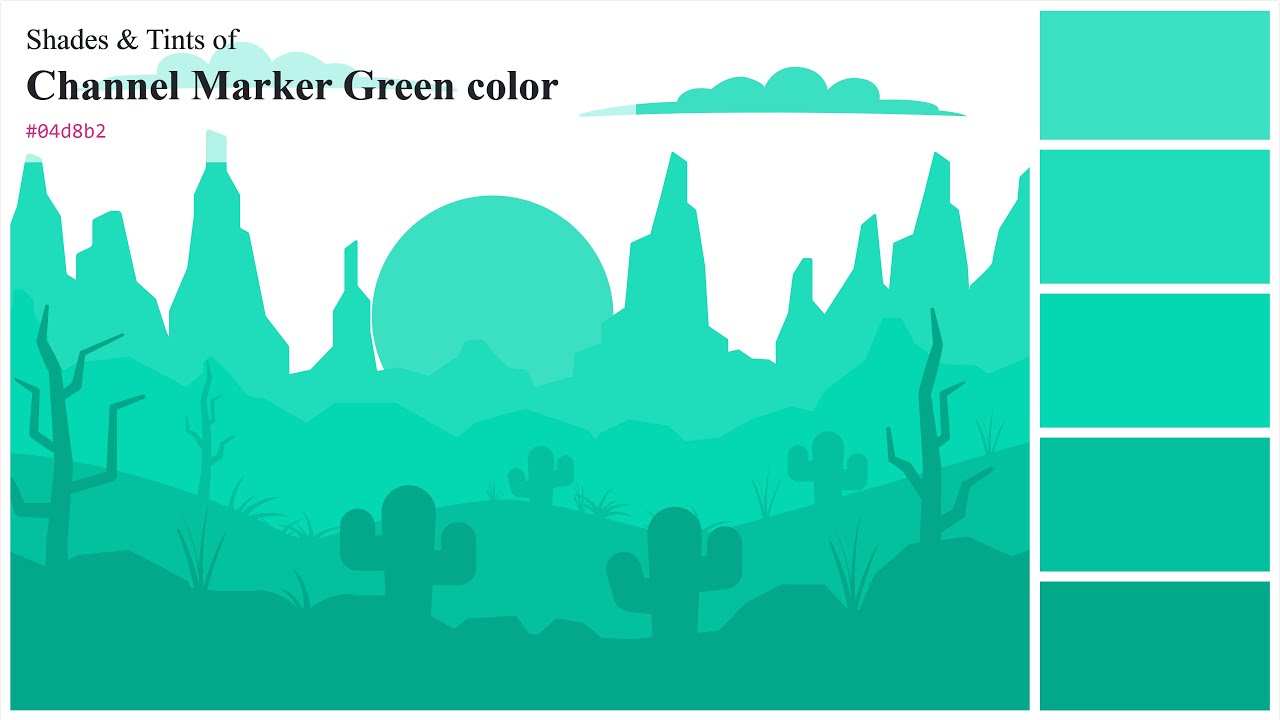 Shades & Tints of Channel Marker Green color #04d8b2 A Cool Green color ...