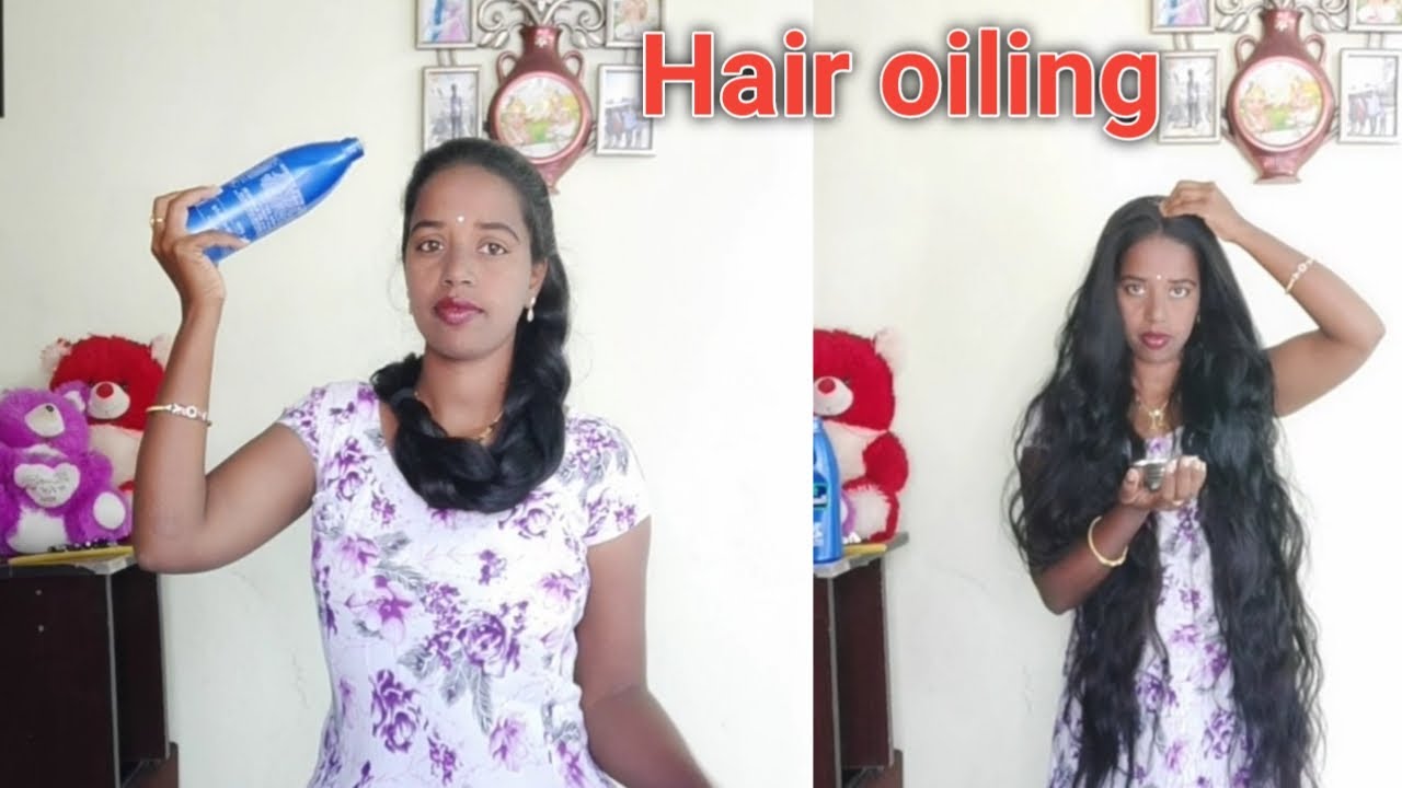 Hair oiling || Lightly applying oil || Longhair Oiling || Traditional ...