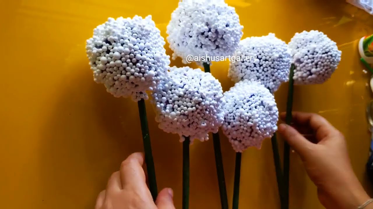 Thermocol flower making | thermocol craft ideas | DIY Craftwork - YouTube