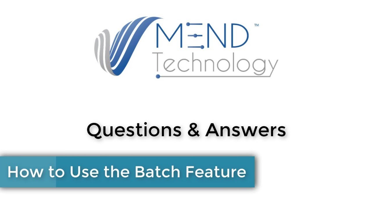 Using the Batch Feature on the MEND Wellness - Frequency Specific ...