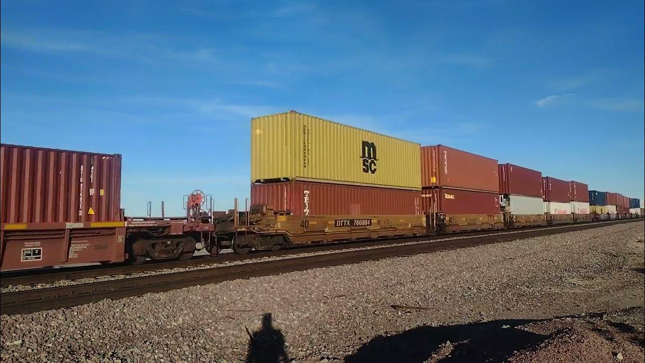 Monster WB BNSF Port Stack Train At Daggett Ca! #bigbossrailfanner - YouTube