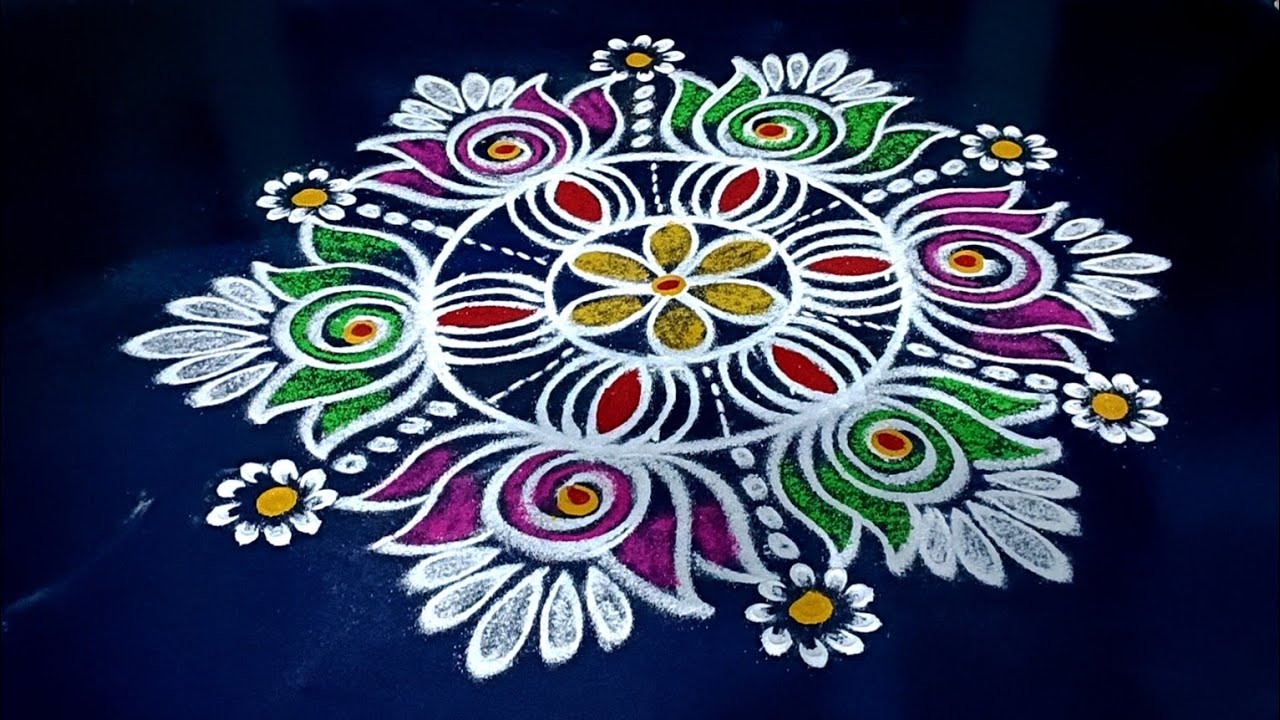 Navaratri special rangoli design 🌺 Divine kolam designs - YouTube