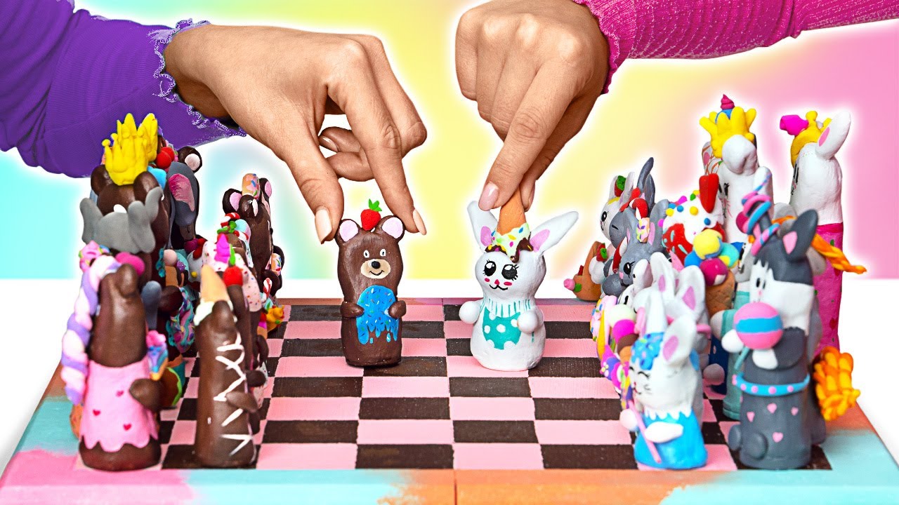 ♟️ The CUTEST Chess Makeover! 🐰 Bunny VS Bear🐻 Crafts for Kids by Slick ...