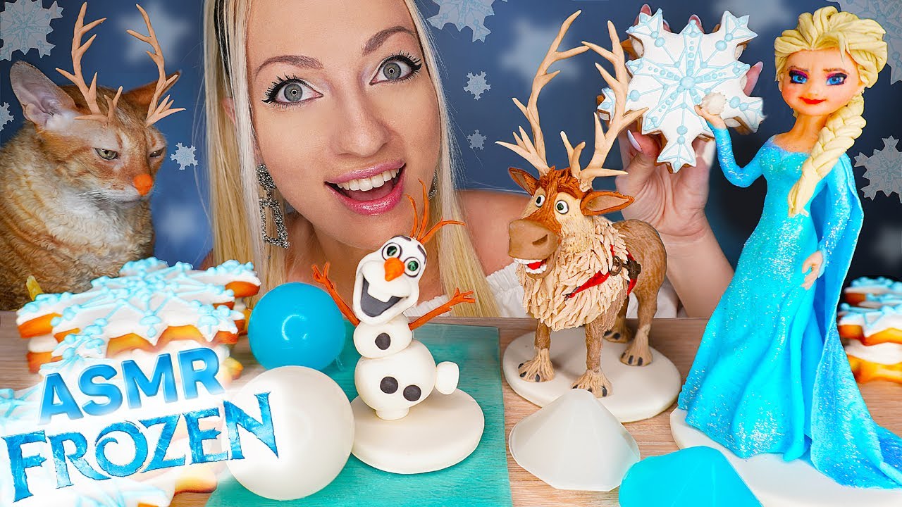 ASMR EATING EDIBLE ELSA, FROZEN, 젤리 음식, 달달한 음식 (JELLY FOOD, CAKE, JELLY ...