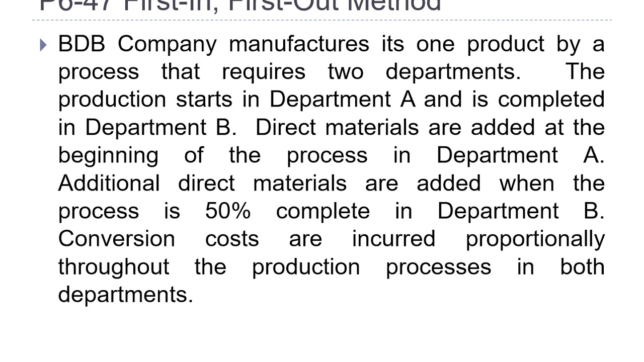 Module 4 Cost of Production Report FIFO (First-in, First-out) Method ...