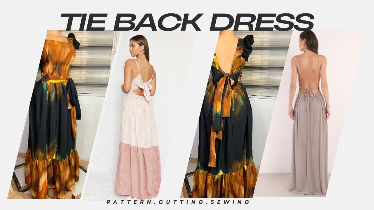 How to cut and sew a maxi tie-back dress. Cutting and sewing. #pattern ...