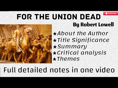 For the Union Dead by Robert Lowell || Summary_Critical analysis ...