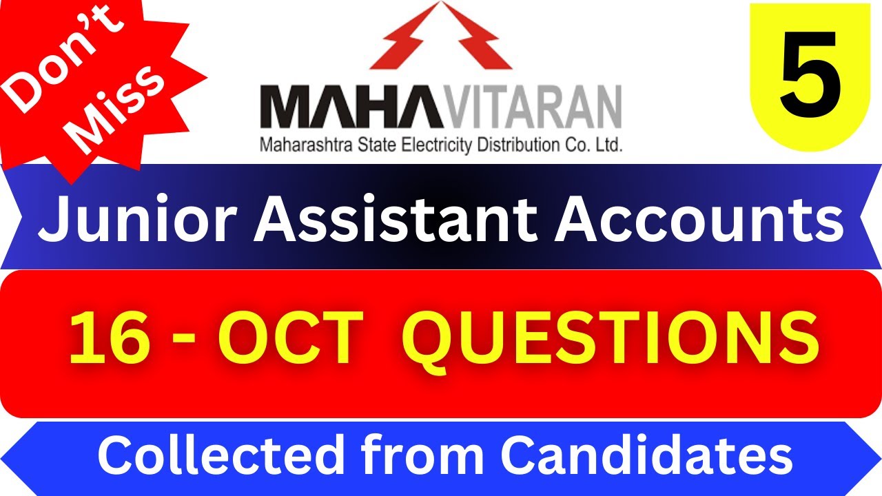 Today Paper Mahavitaran Account Assistant / Today paper Mahadiscom ...