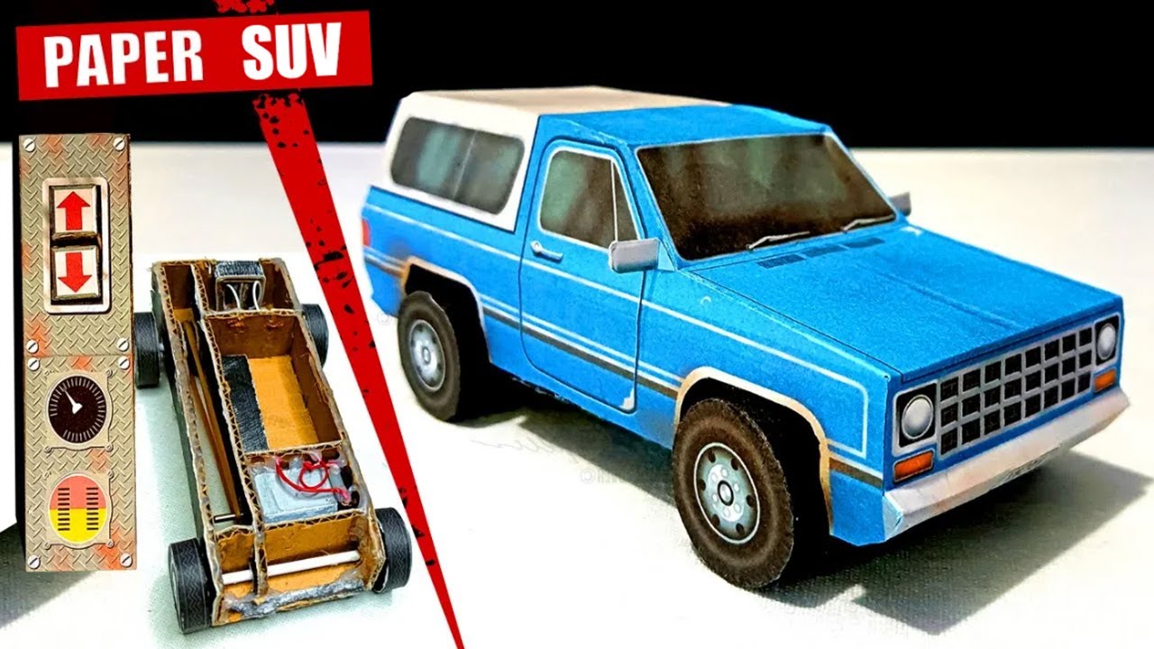 Cardboard paper car, how to make DIY SUV model with motor - YouTube