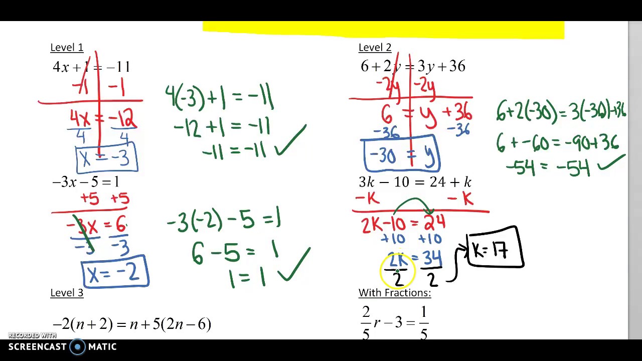 Solving One Variable Equations - YouTube