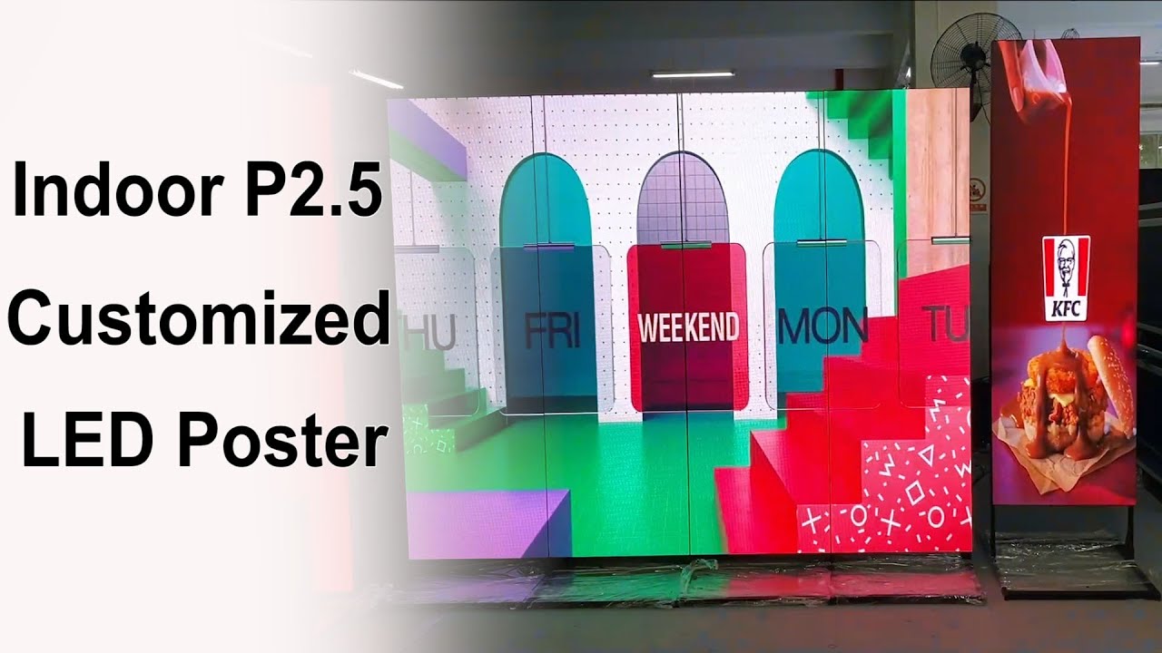 Indoor P2.5 Customized Linkable LED Poster Screen with adjustable base ...