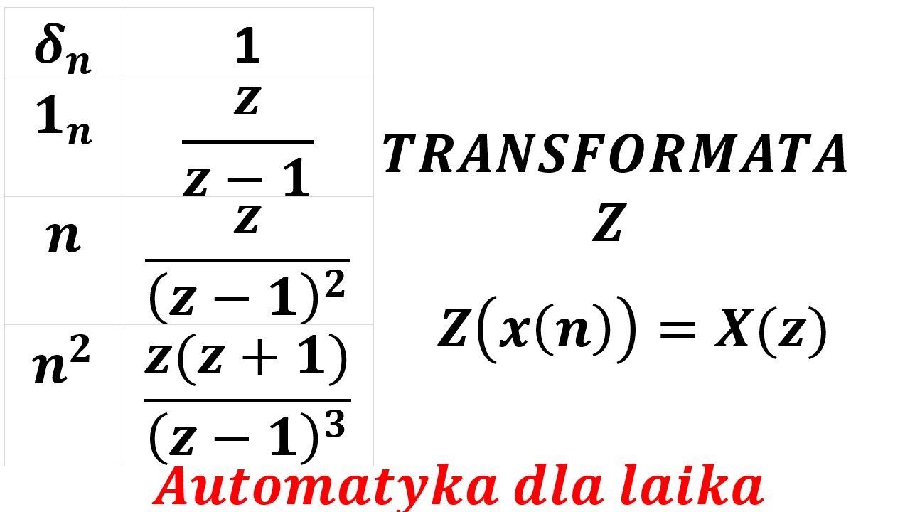 Przekształcenie/ Transformata Z - przykłady - automatyka - YouTube