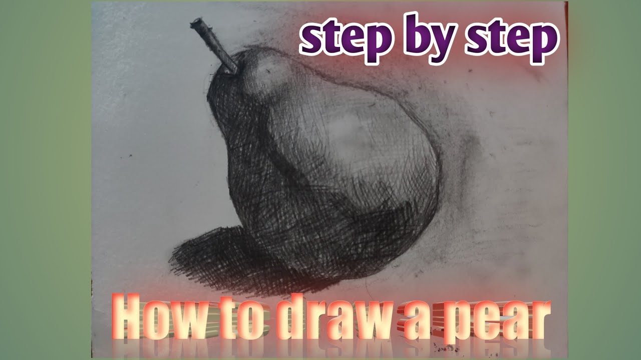 how to draw a pear / how to do cross hatching shading / hatching method ...