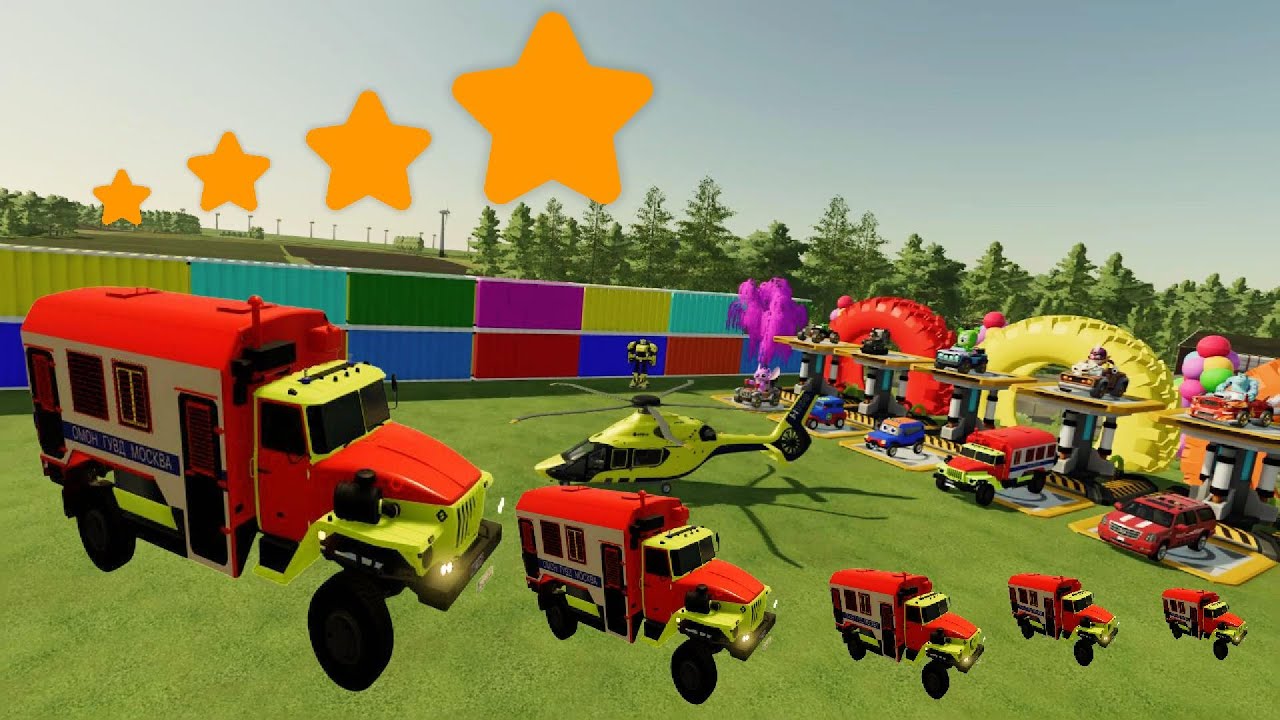 TRANSPORTING HELICOPTER POLICE CARS TO GARAGE FARMİNG SIMULATOR 22 ...