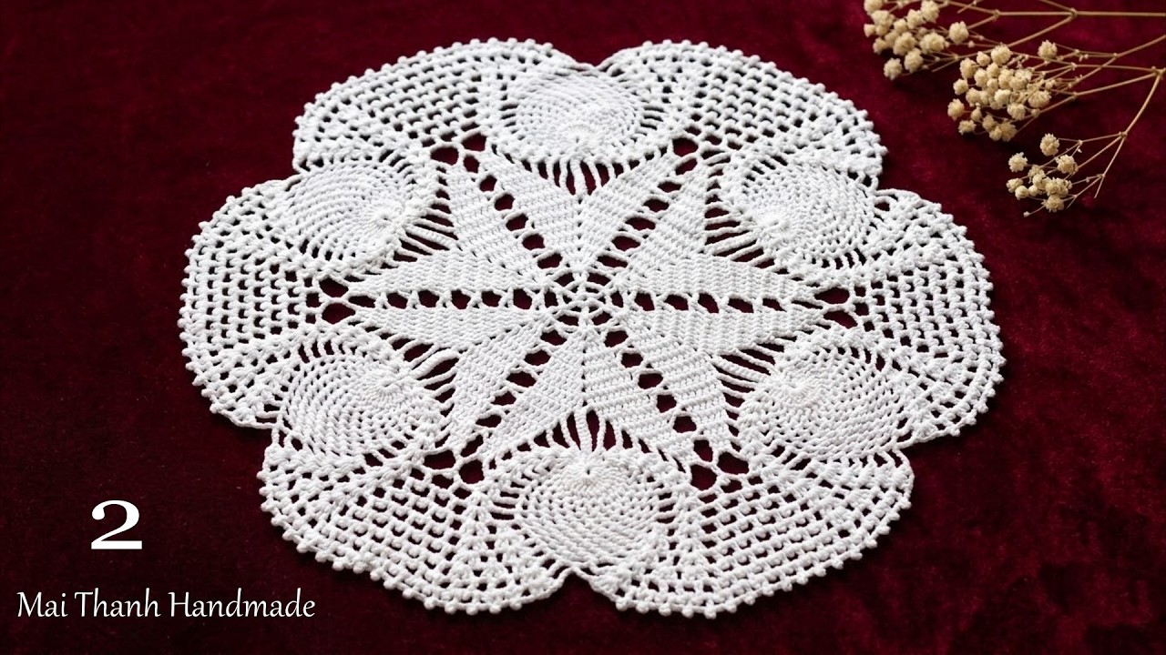 Crochet tulip doily tutorial (Eng sub) I Cách móc khăn trải bàn kiểu ...