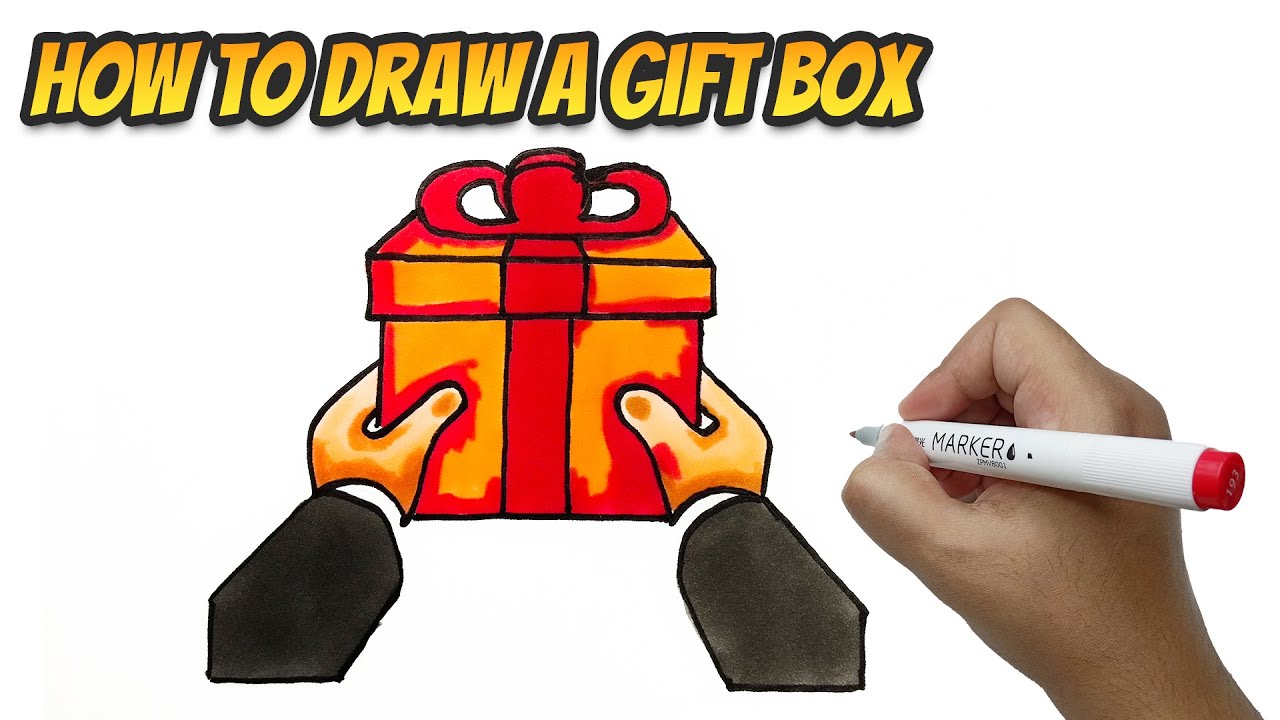 How to Draw & Color a Gift Box | Step by Step How to Drawing & Coloring ...