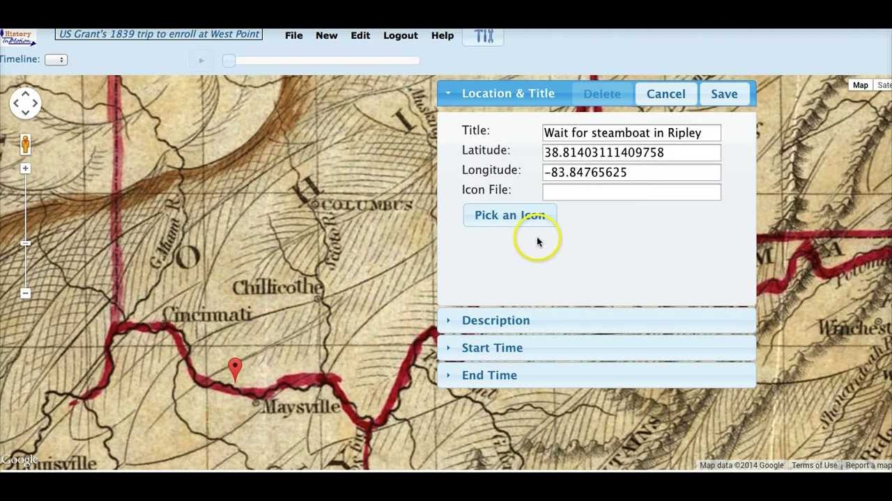 Creating a point event -- location and title - YouTube