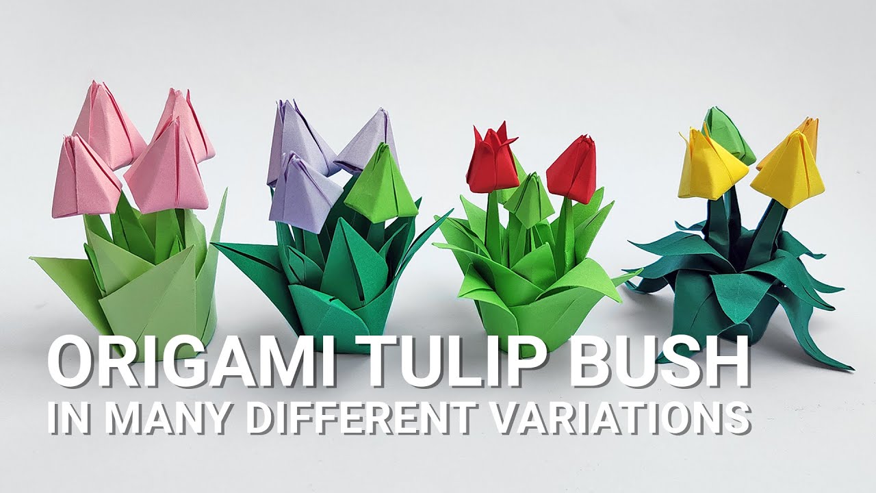 ORIGAMI FLOWER 🌷💐 How to make an Origami Tulip Bush 🌷💐 #origami # ...