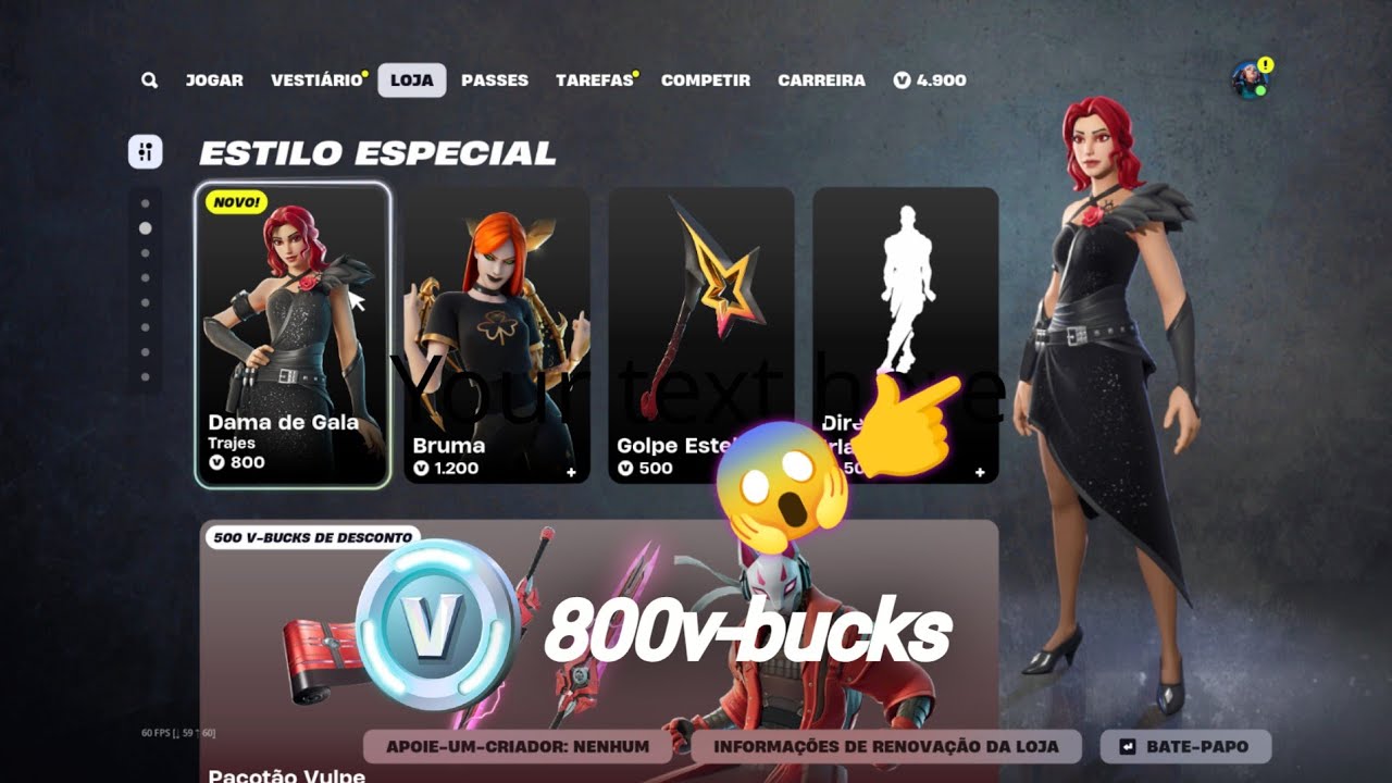 SKIN DE 800 V-BUCKS NA LOJA FORTNITE HOJE 26/01/2025 - YouTube