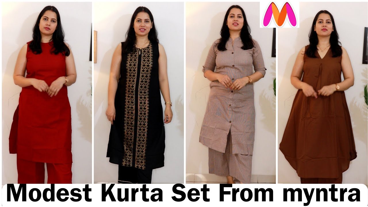 Myntra Kurta set haul | Modest cotton Kurta sets from Myntra 2024 ...