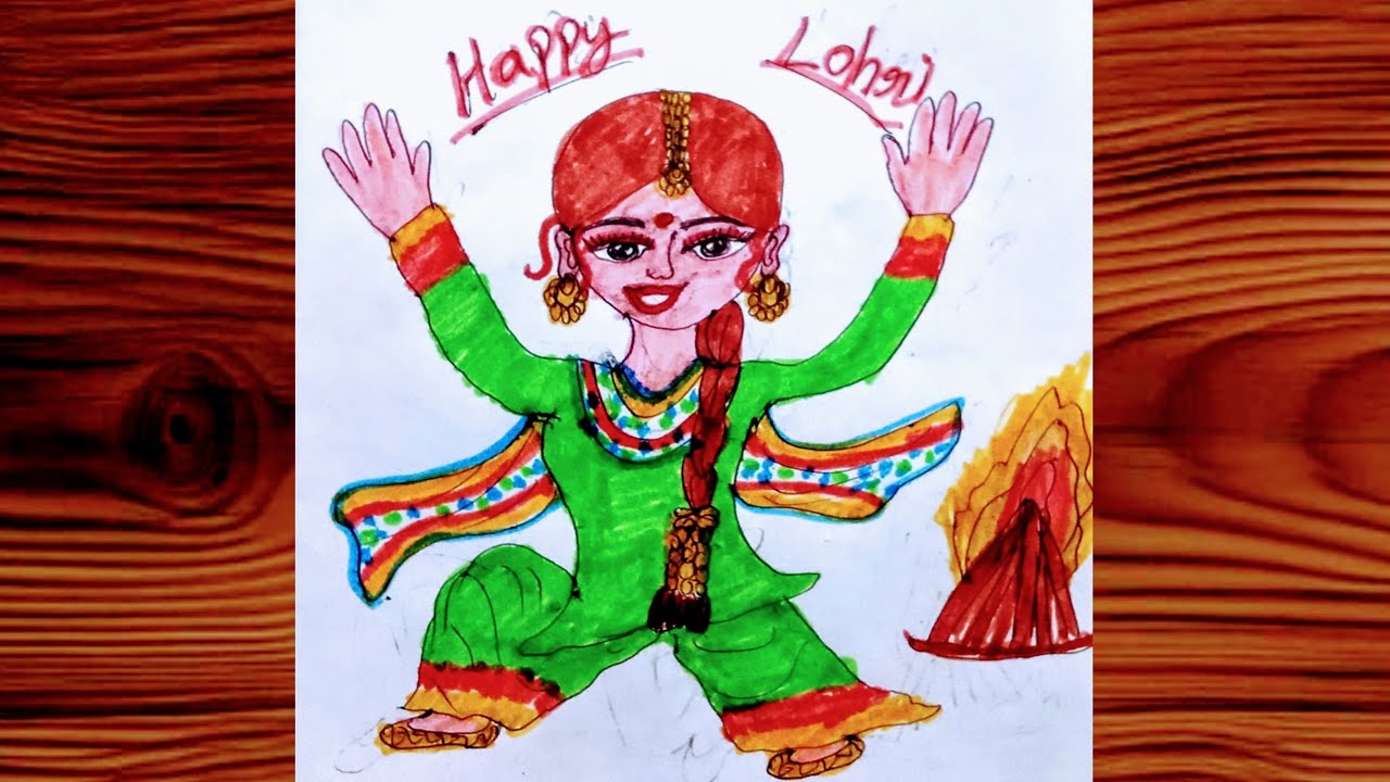 Happy Lohri Drawing//How To Draw Lohri//Festival//Easy//Step by step ...