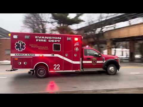Evanston fire department ambulance, 22 transporting - YouTube