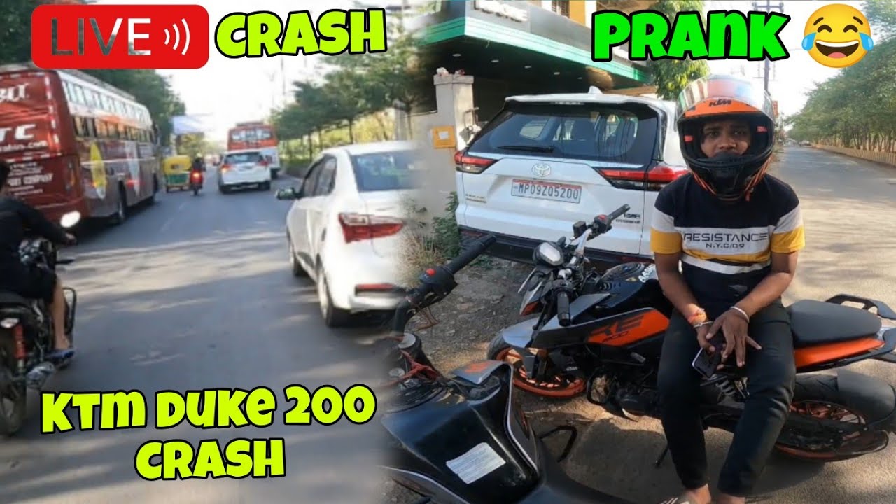 ||Ktm duke 200 Live Crash|| Prank Kr diya Ashish ke sath|#youtube # ...