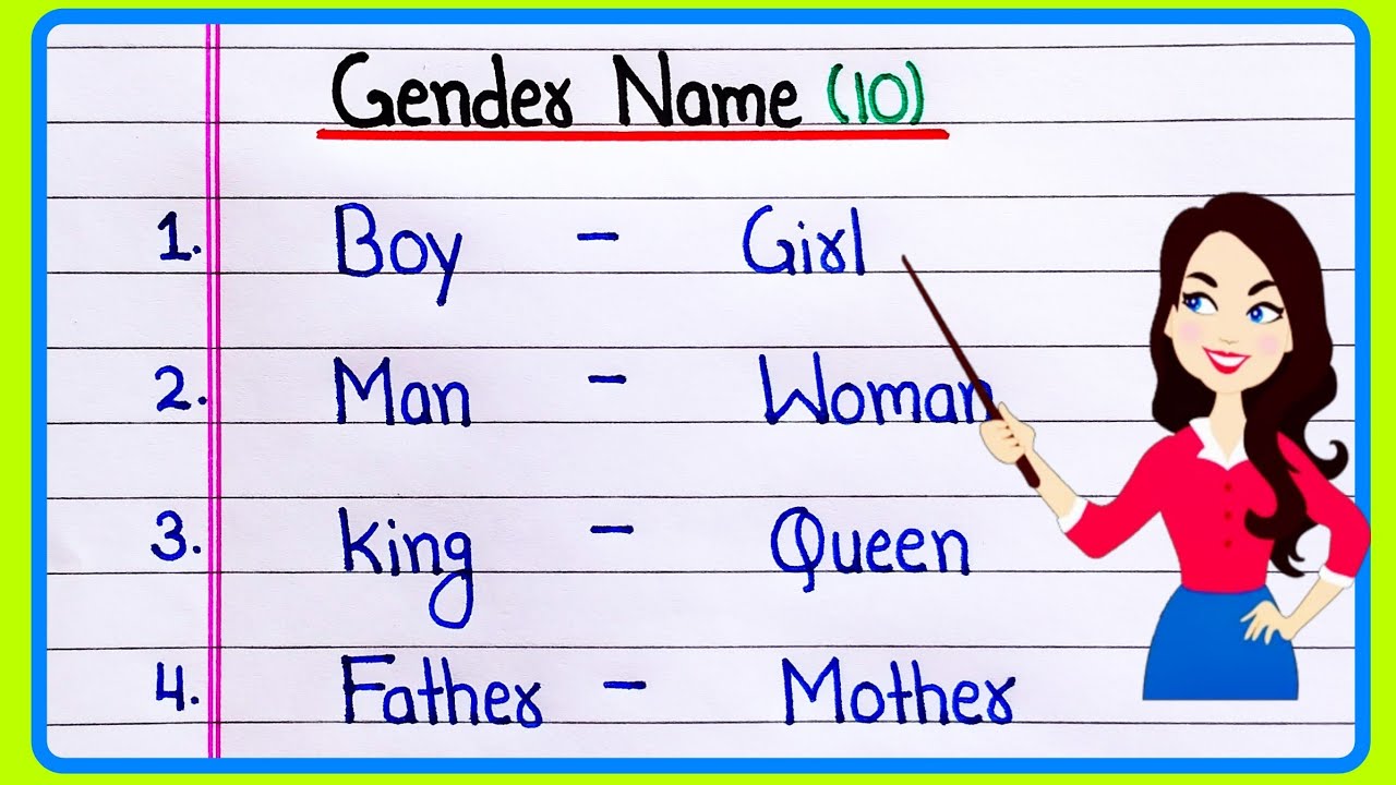 10 Gender Name | Masculine and Feminine gender in English grammar ...