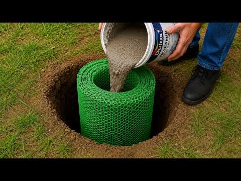 A 60-Year-Old Builder's Crazy Idea! Pouring Cement into Plastic Mesh While It's Buried Underground
