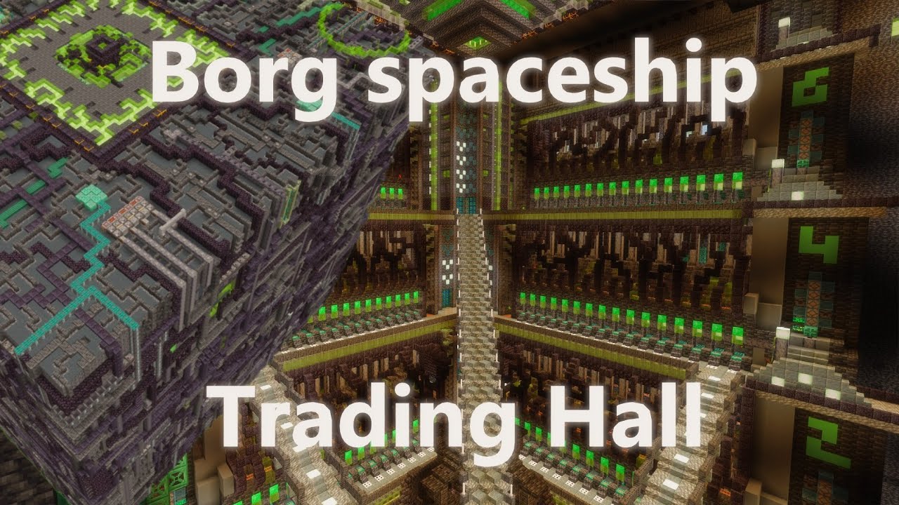 Minecraft Borg Cube spaceship villager trading hall for 96 villagers ...