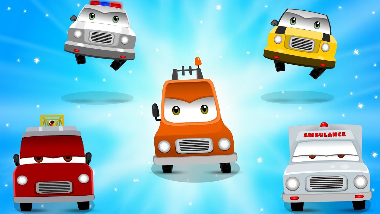 Street Vehicles Finger Family w Fire Truck & Ambulance in Car City ...
