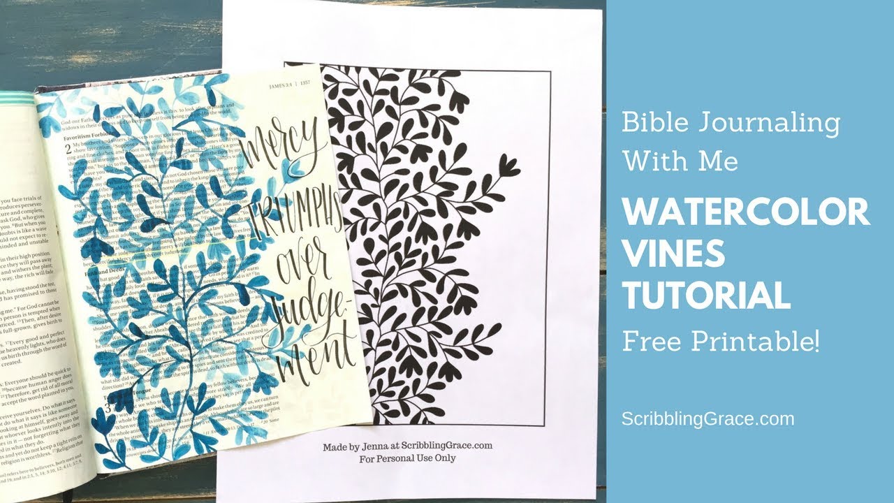 Bible Journal With Me- Blue Vines Tutorial- Plus A Free Printable - YouTube