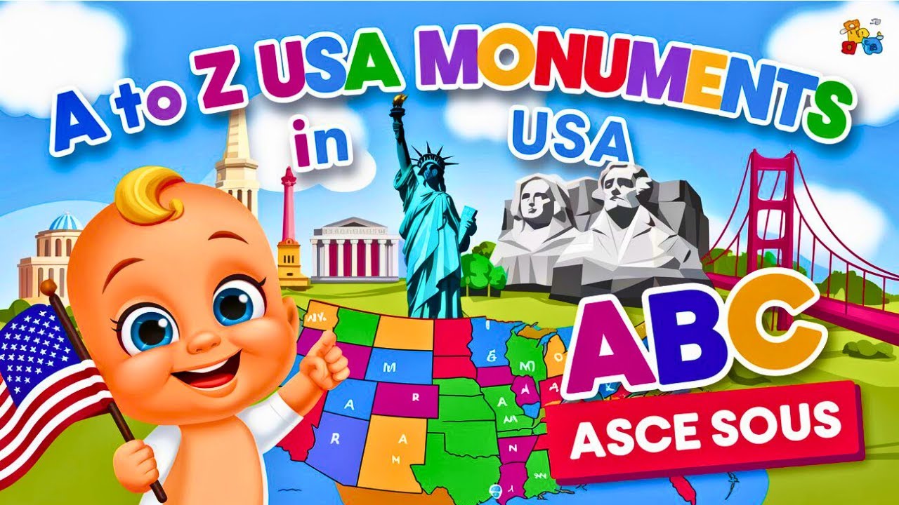 USA Monuments ABC Song Learn A to Z with Famous American Landmarks Kids ...