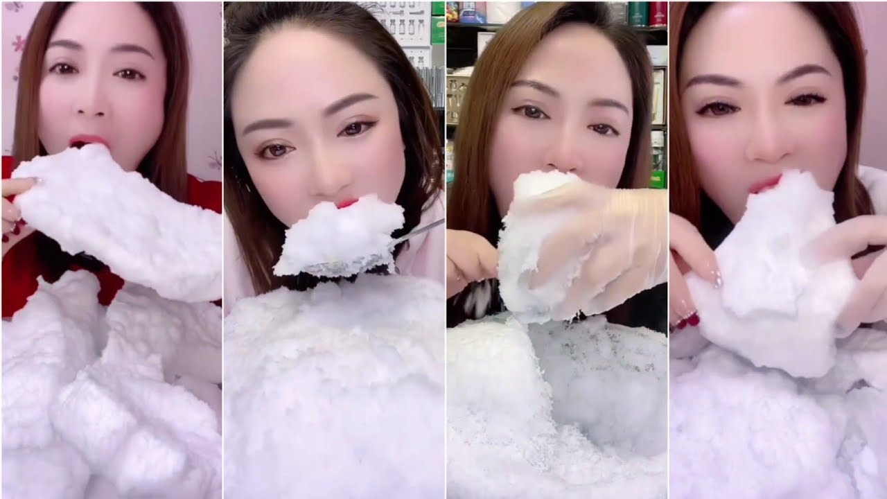 WHITE ICE EATING ASMR | ICE EATING ASMR | Snow-white ASMR | - YouTube