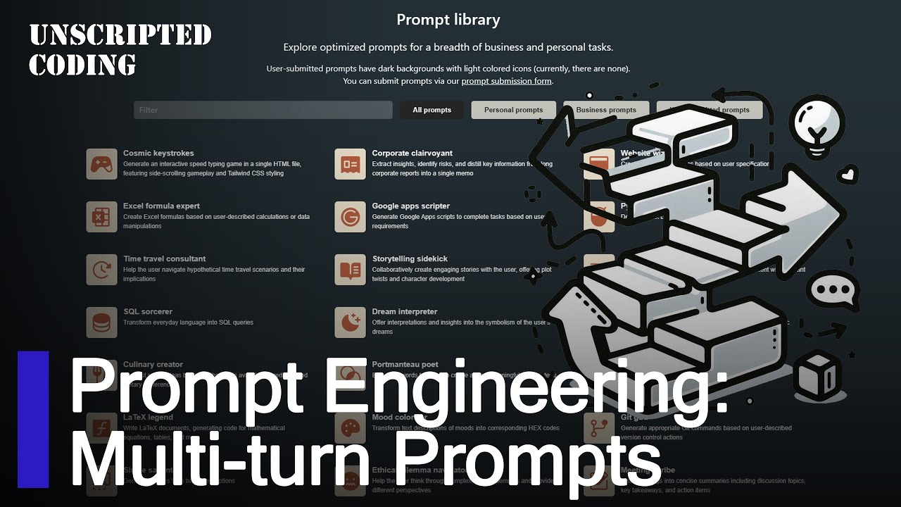 Prompt Engineering Advanced: Multi-turn prompts | Unscripted Coding ...