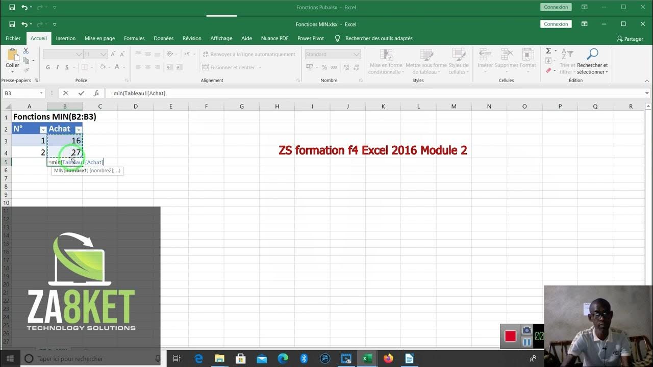 ZS formation f3 Excel 2016 Module 2 0029 - YouTube