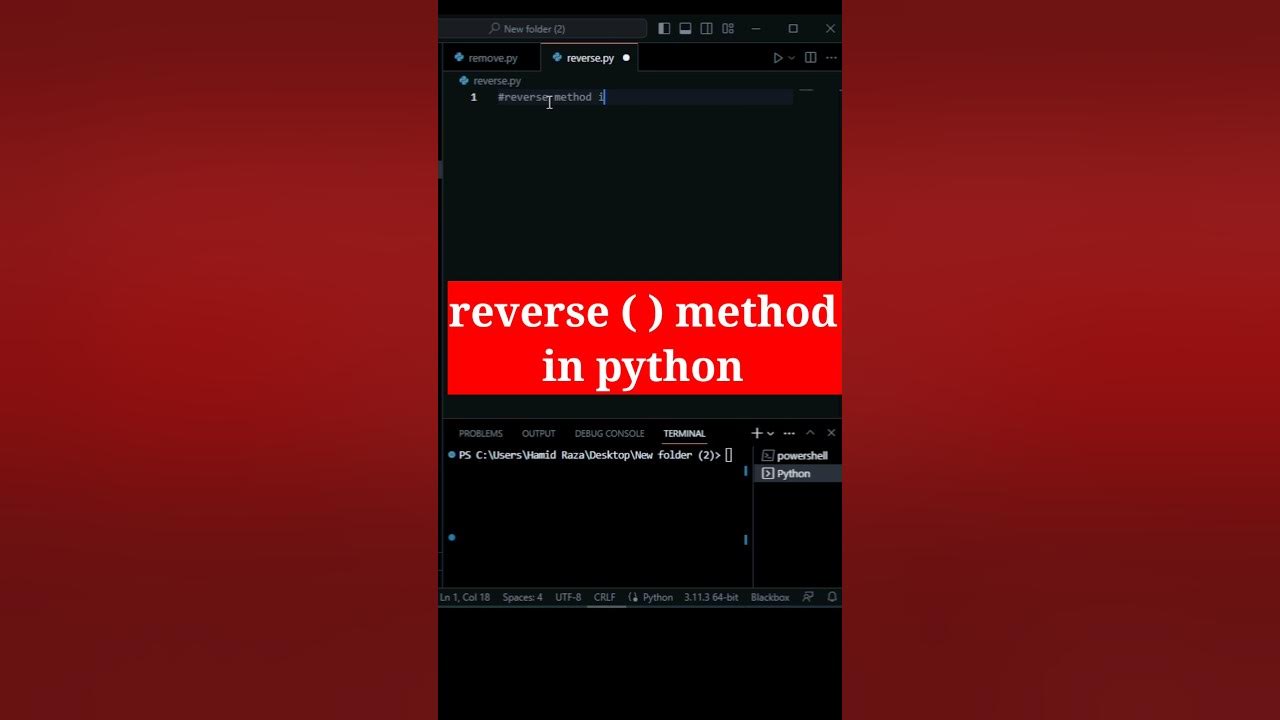 How to use reverse method in python #basicpython #shortvideo #programming - YouTube