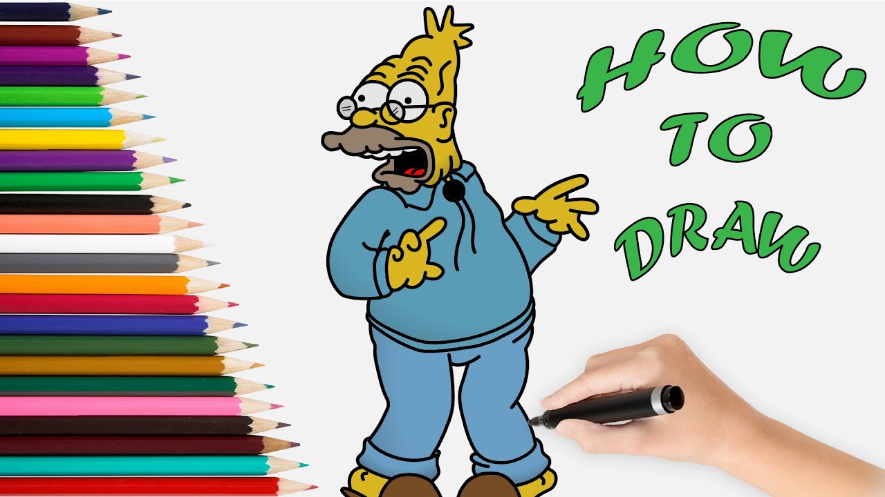 How to draw Abe Simpson|Grampa Simpson|The Simpsons - YouTube